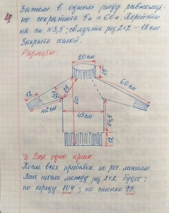 Свитер- реглан спицами